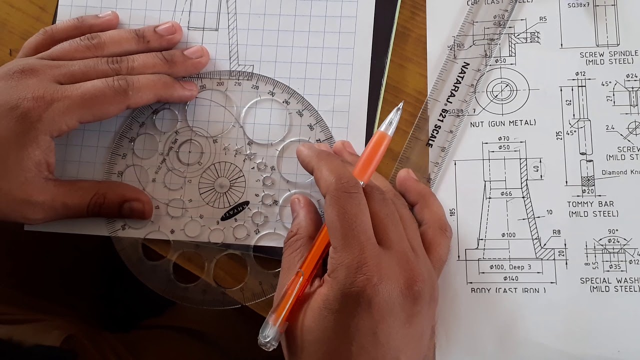 Easy way to draw Screw Jack assembly in Sketchbook VTU Part 2 - YouTube