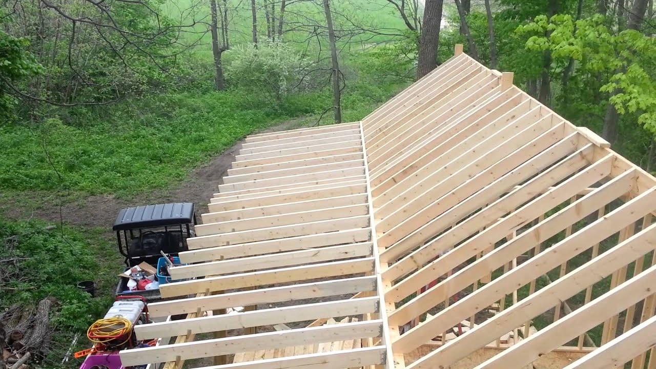 Cabin build rafters finished day 15 - YouTube