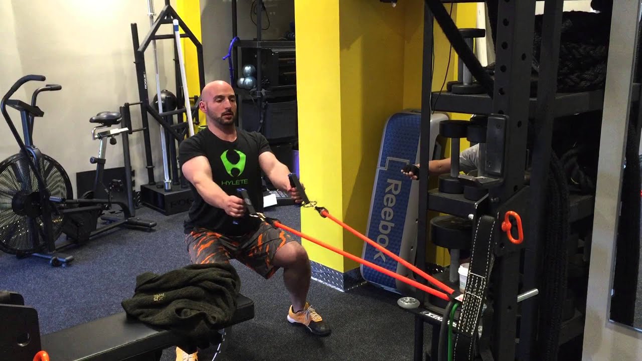 Exercise Tubing Low Row in Squat - YouTube