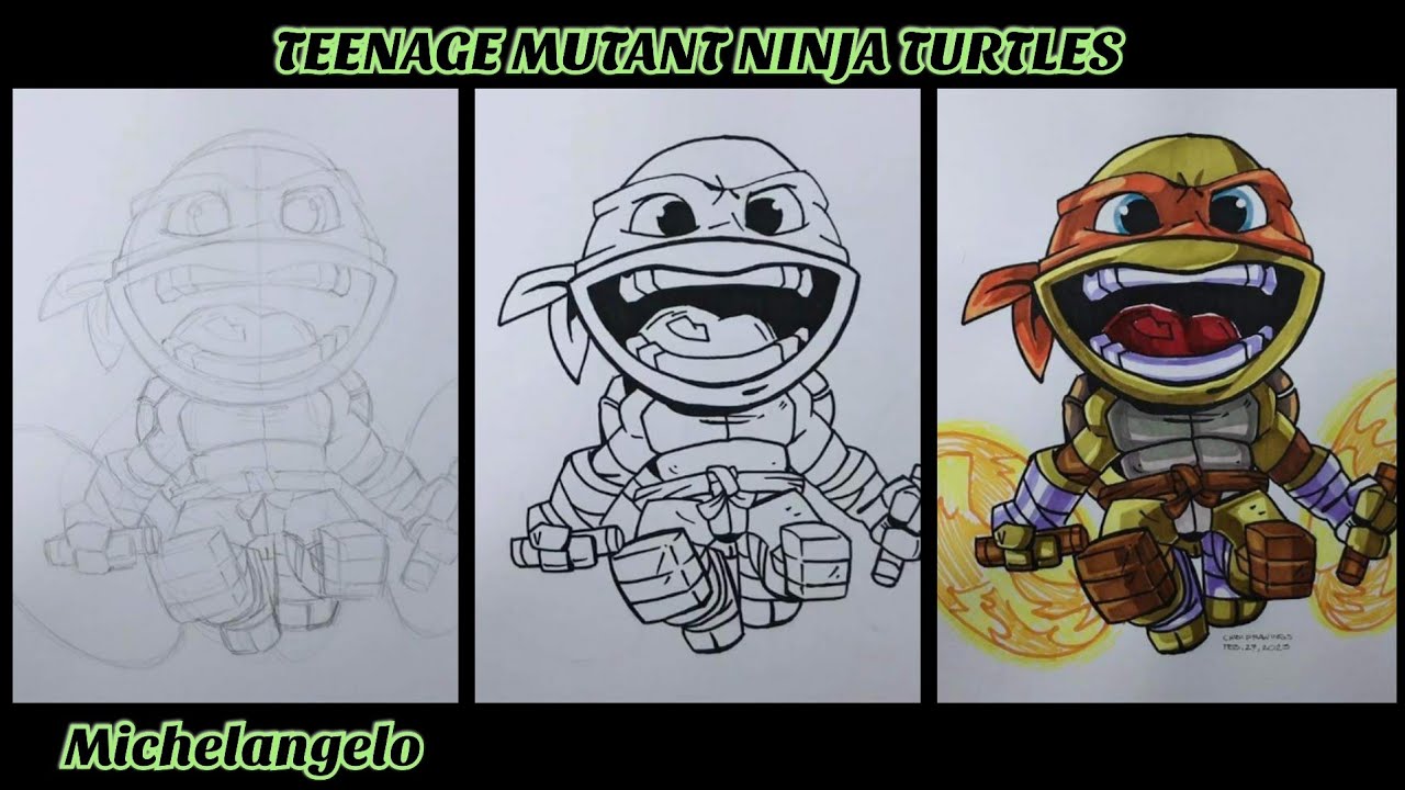 How to draw Michelangelo: Teenage Mutant Ninja Turtles | Timelapse ...