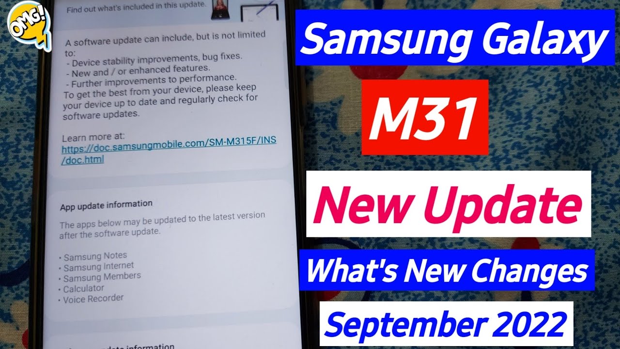 Samsung Galaxy M31 New Update - September 2022, What's New Changes ...