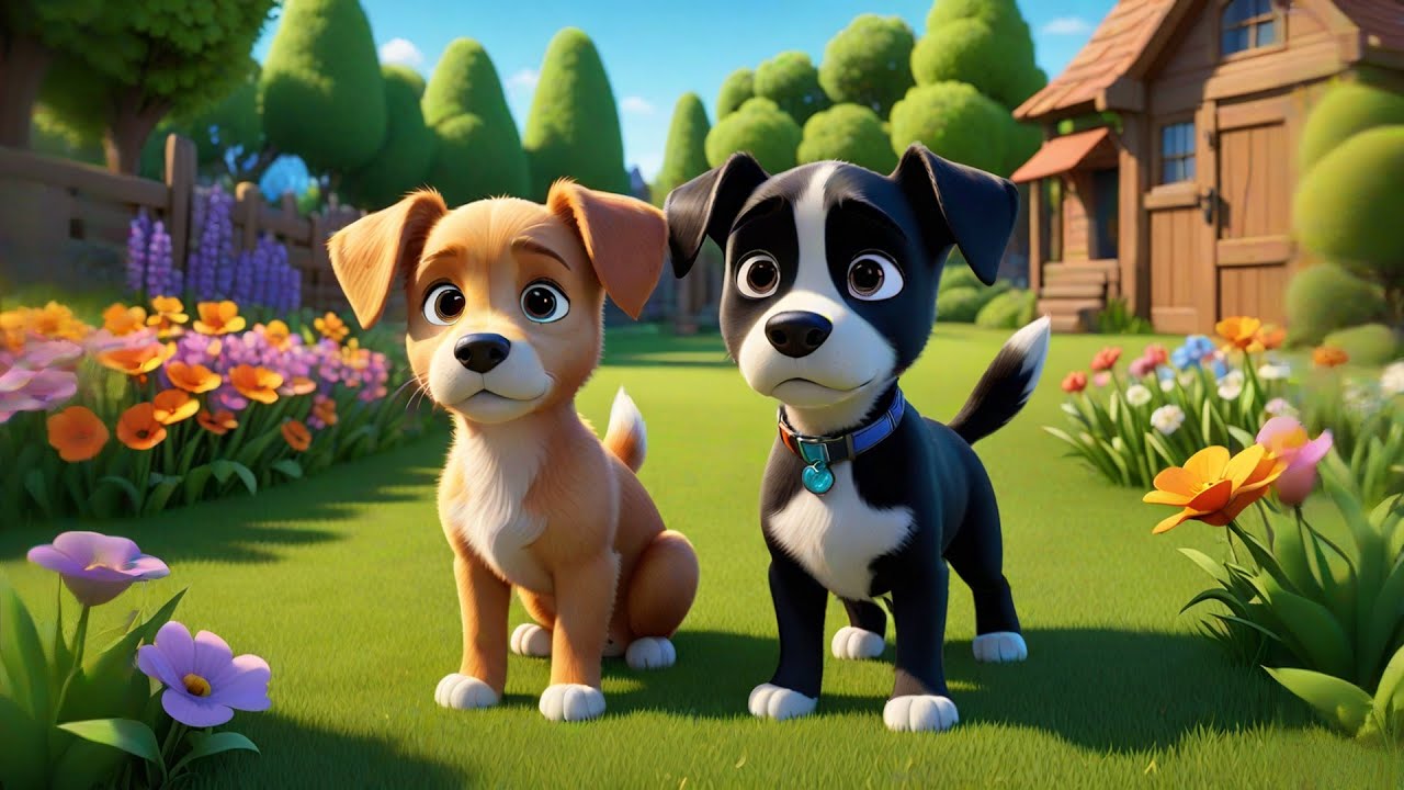 Four Barking Puppies Chase the Wind | Fun Nursery Rhyme for Kids | Baby ...