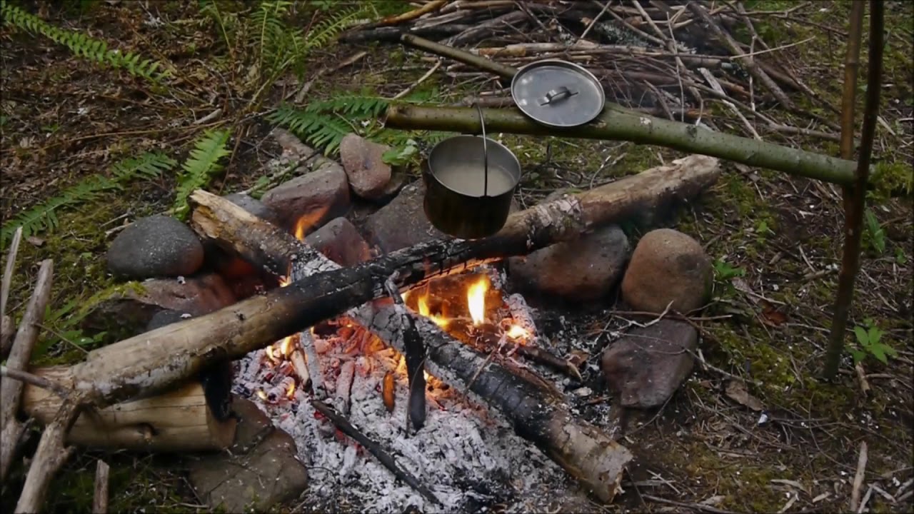 Hammock Overnighter Pt3 Dinner Mac and Cheese with Bacon - YouTube