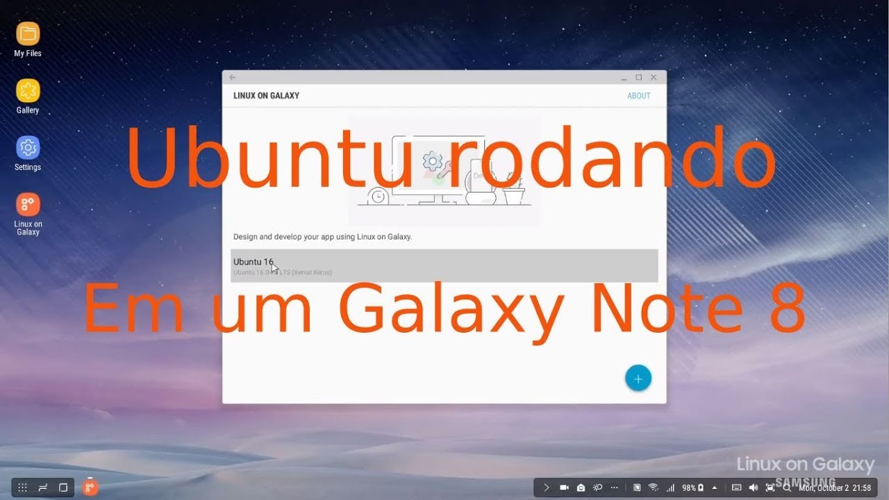 Ubuntu rodando em um Samsung Galaxy note 8 #Ubuntu #Galaxy - YouTube