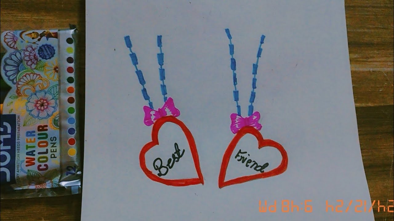 Best friend drawing|Best friend locket drawing|Bff drawing|friend ship ...