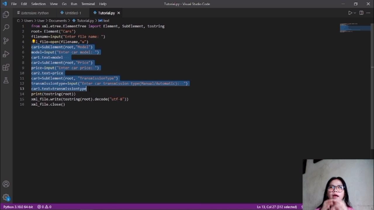 Creating XML File in Python using Visual Studio Code - Bisaya Version - YouTube