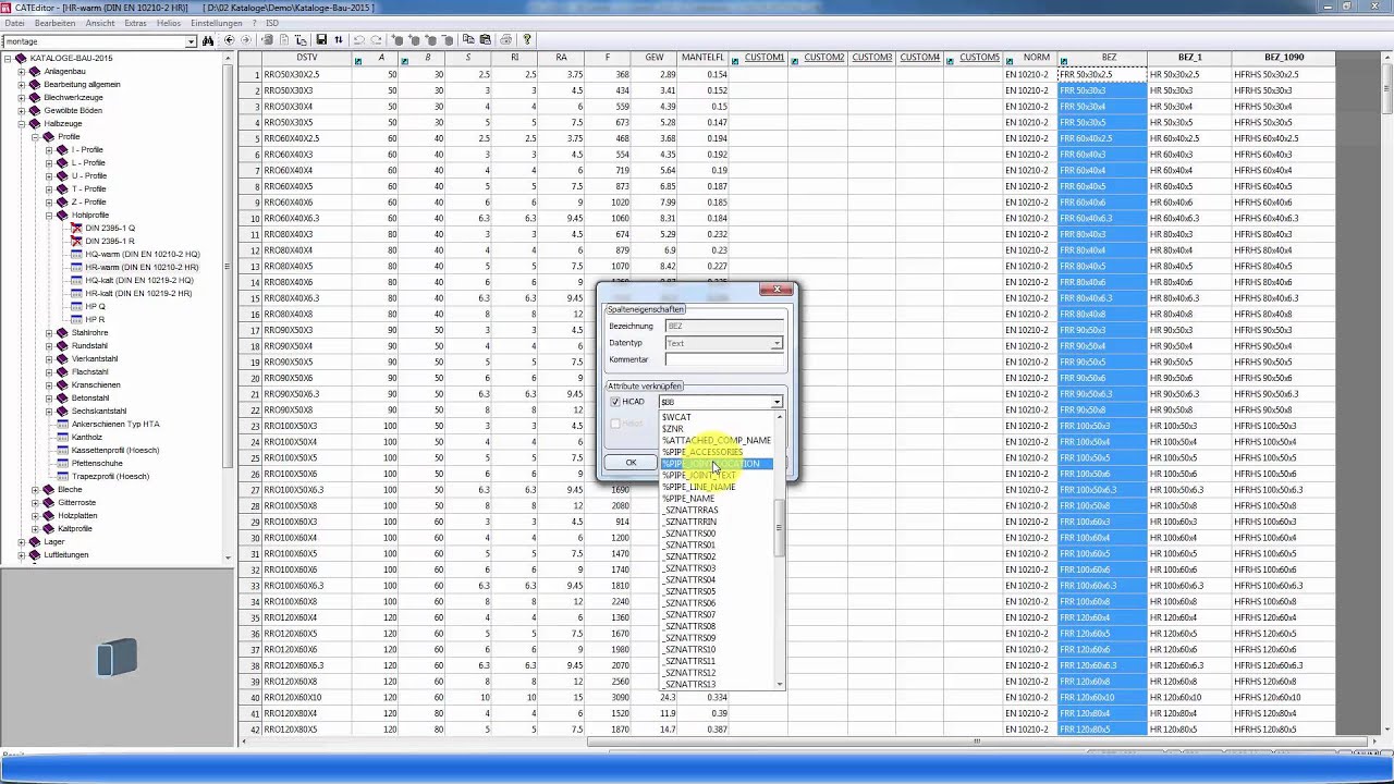 HiCad - Tutorial A#4 - Tabelle mit Hicad verknüfen - YouTube