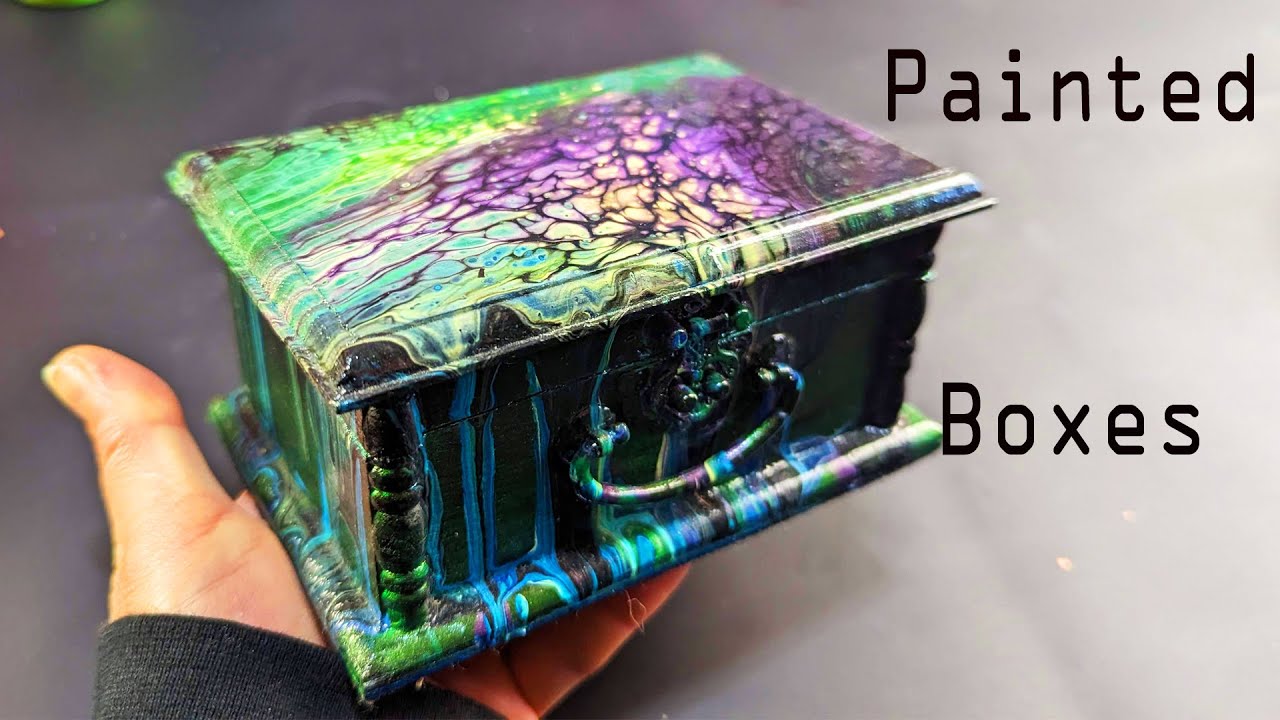 Pour PAINT with me on Wooden BOXES - YouTube