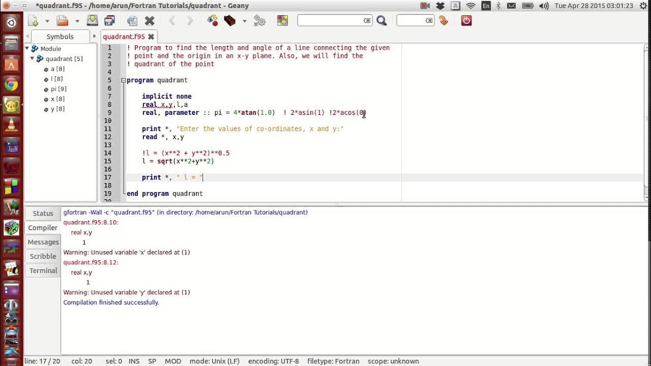 Fortran Programming Tutorials (Revised) : 010 : Intrinsic functions + Parameter + Execution ...