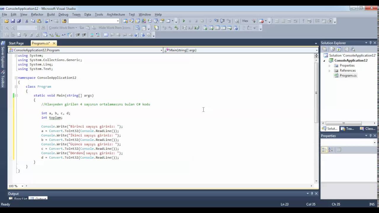 C# Console 4 Sayı Ortalama Alma - YouTube