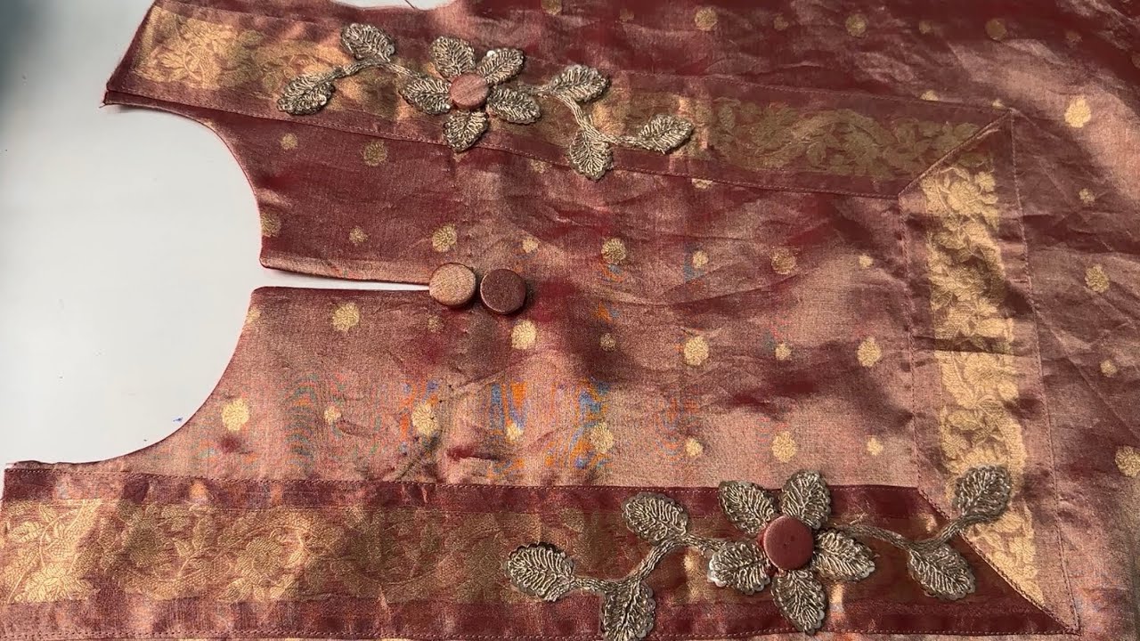 Potli Button Neck Design with Zari Floral Patch | Easy & Elegant Neck ...