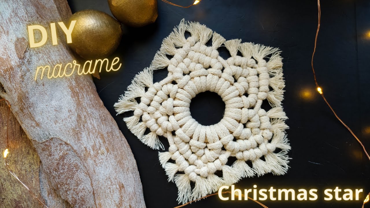 DIY Christmas star tutorial: macrame snowflake ornament pattern ...