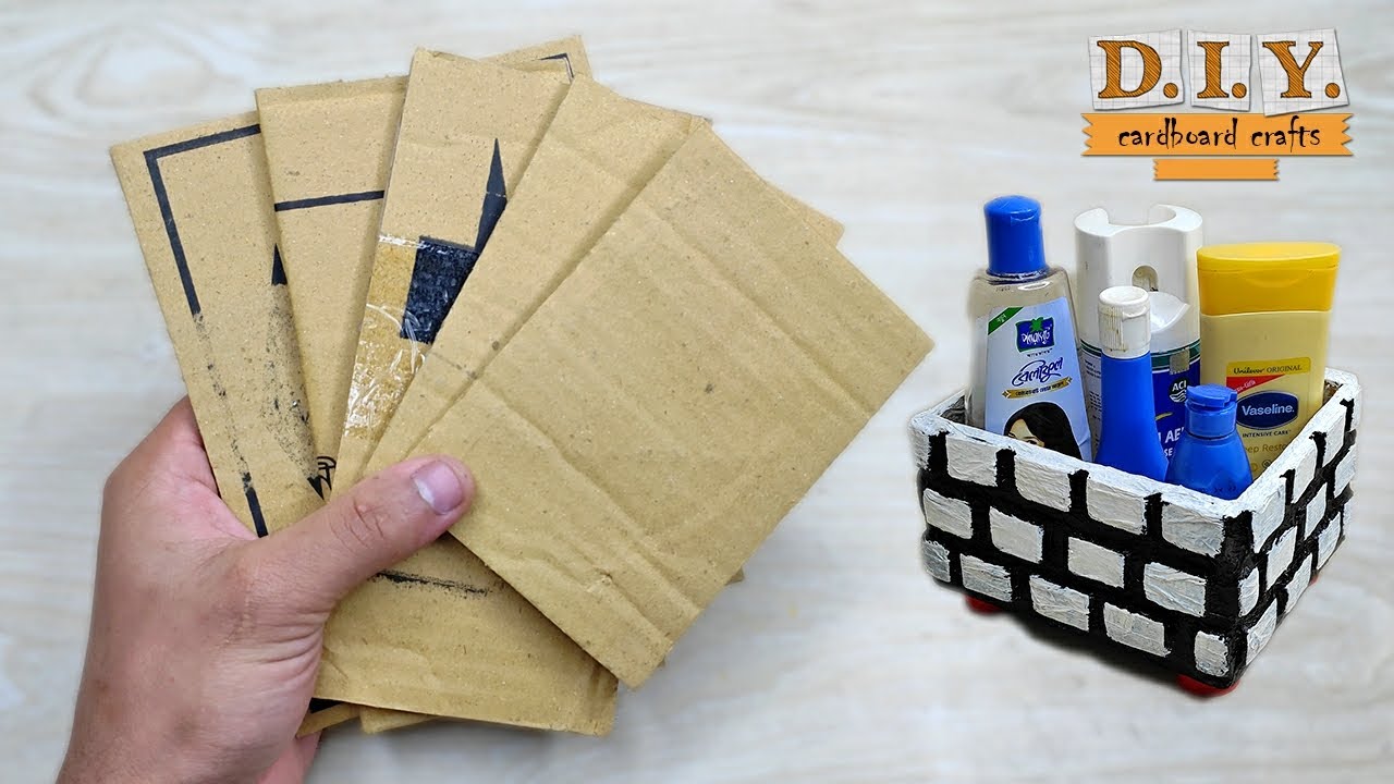How to Reuse Waste Cardboard | Easy Cardboard Craft Idea | DIY Basket ...