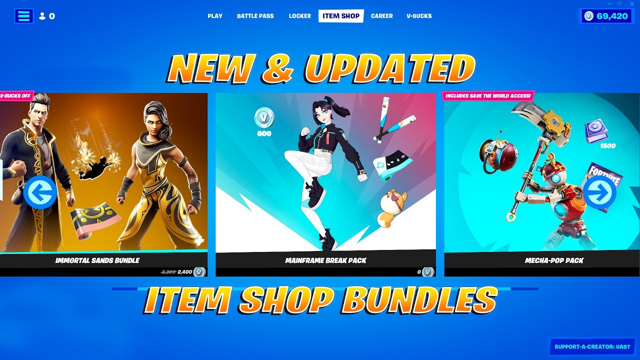 New Updated Immortal Sands Bundle & Starter Pack Item Shop Preview ...