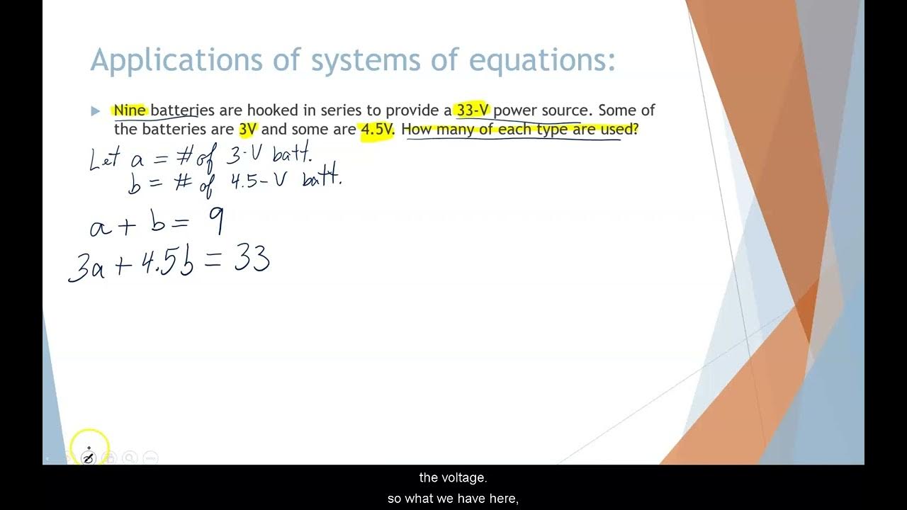 System of equations applications 2 - YouTube