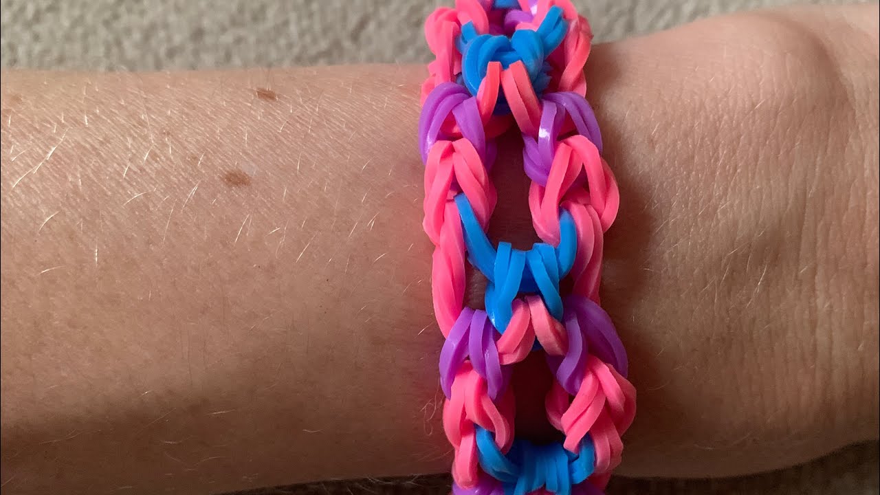 Loom bands cuff bracelet tutorial @craftylss2042 #loomband #loombands # ...