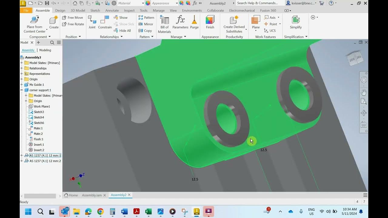 Assembly of Models and adding Parts from content centre Inventor - YouTube