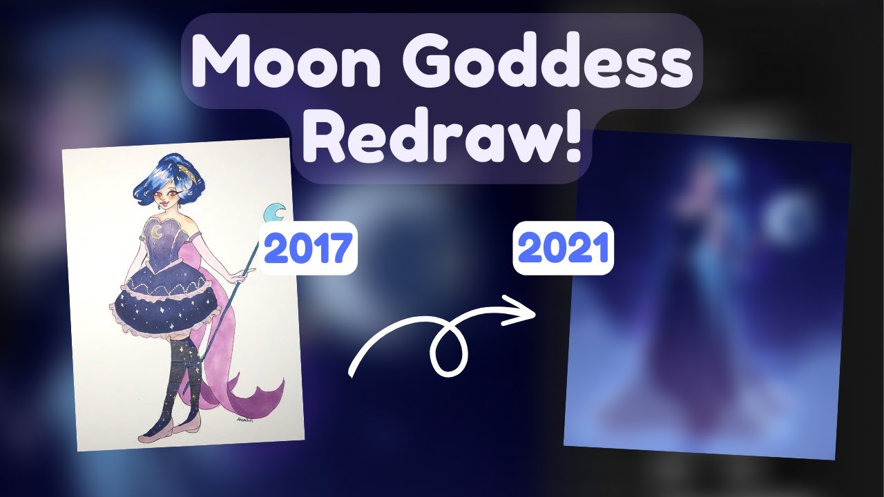 ･ﾟ Moon Goddess Redraw 2017 → 2021 ･ﾟ(Procreate Speedpaint) - YouTube