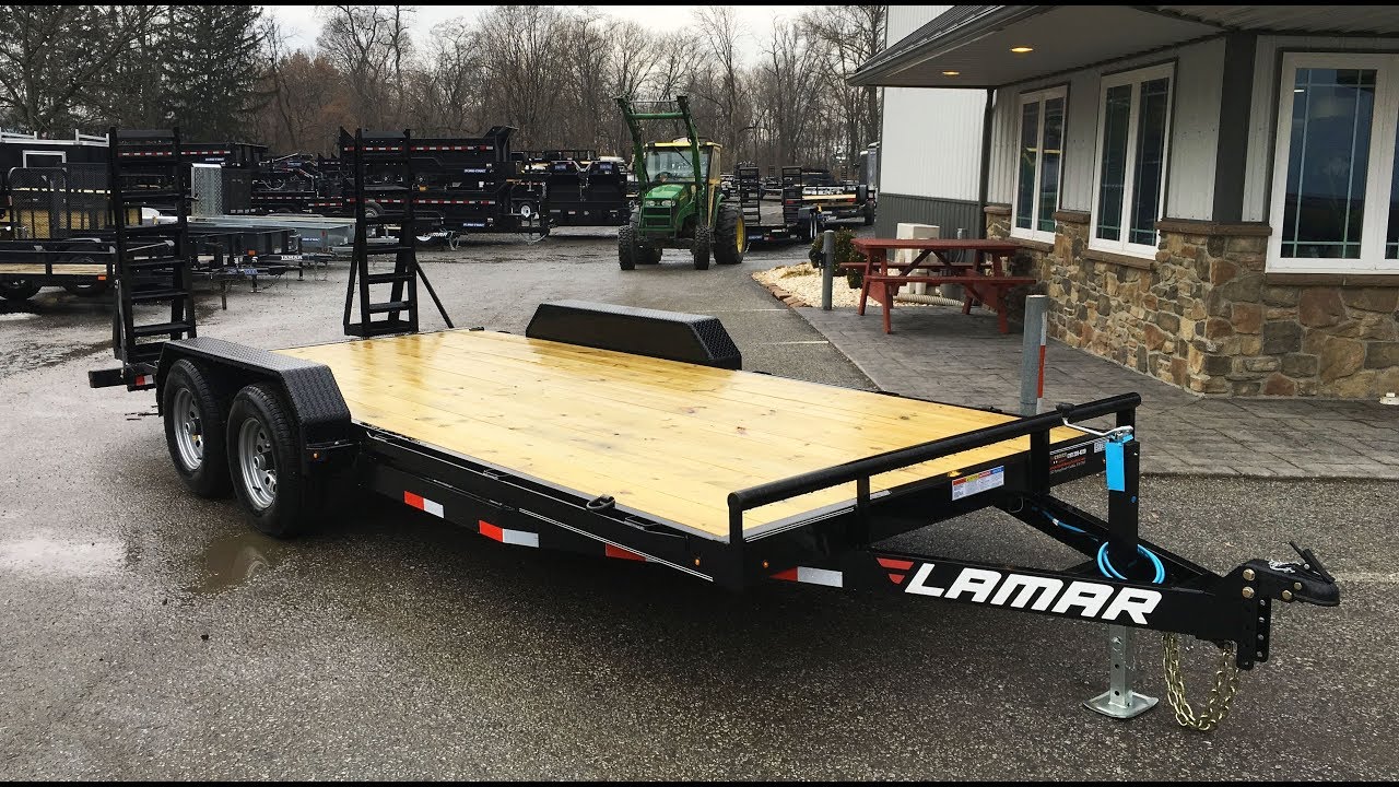 Lamar CC10 Equipment Lowboy Trailer 7x18' 9990# GVW Stand Up Ramps ...