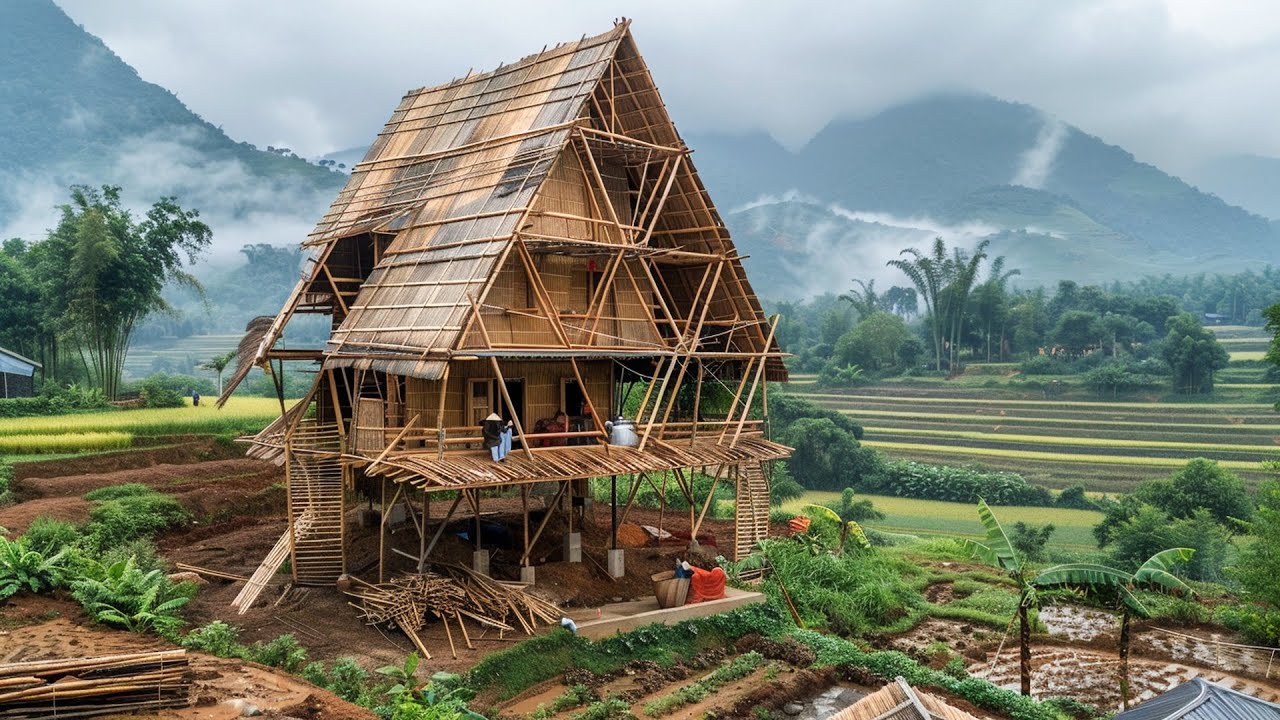 Full 35 Days Building New Farm | Building Farm House From Scratch ...
