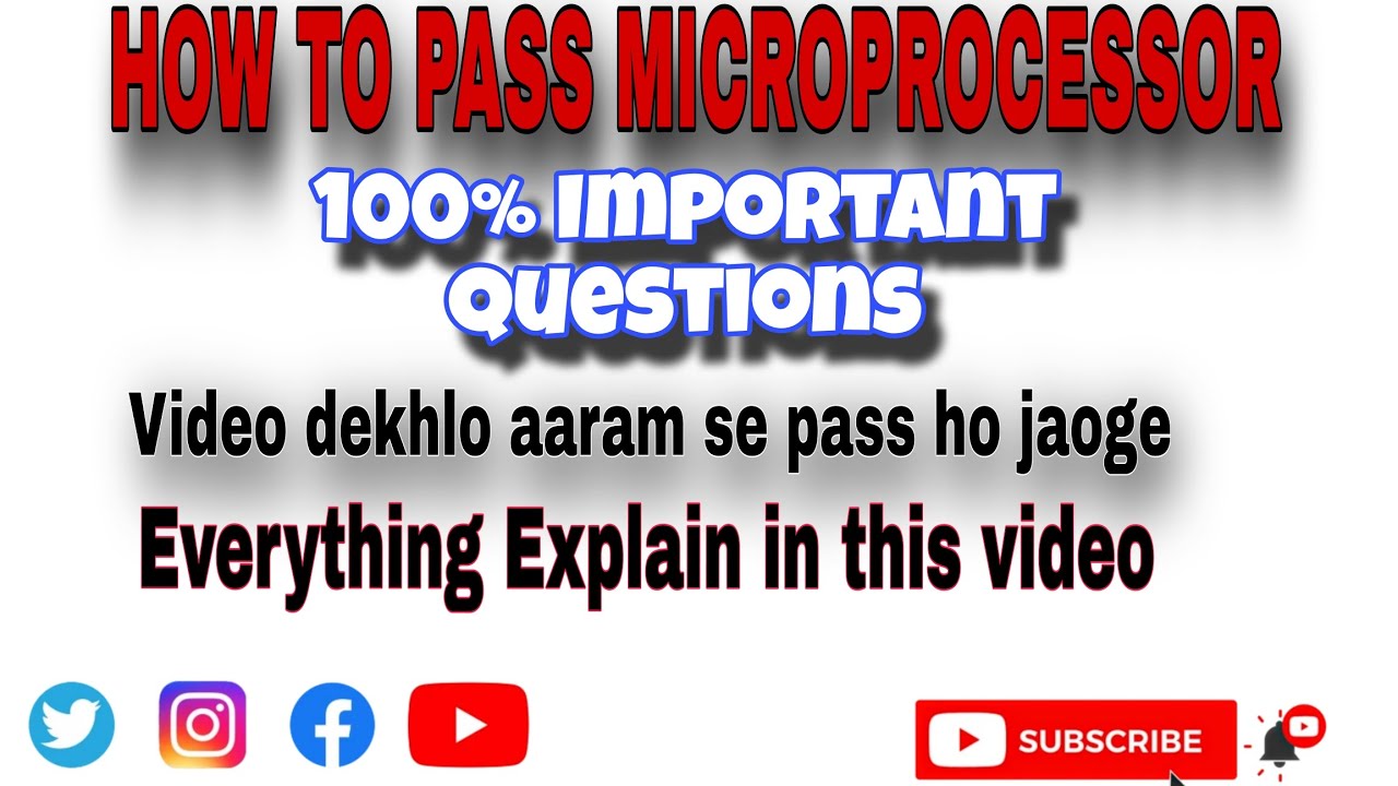 HOW TO PASS MICROPROCESSOR | QUESTION BANK EXPLANATION | ITNA DEKHLO PASS HO JAOGE | MUSA - YouTube