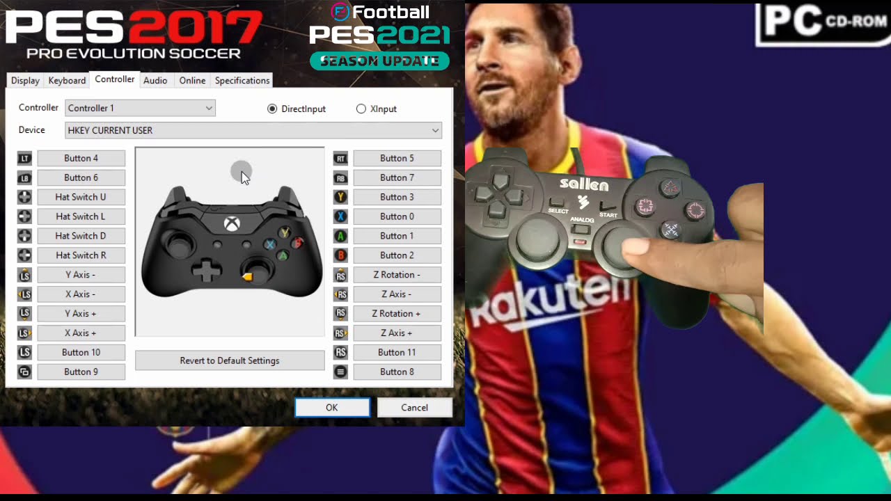 pes 2017 - settings/mengatur stik controller - YouTube