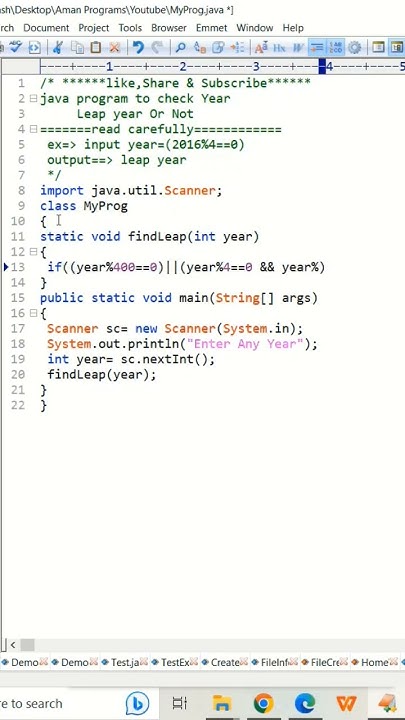 Find Leap Year using Java #java #education #programming #viral #shorts #short #shortvideo - YouTube