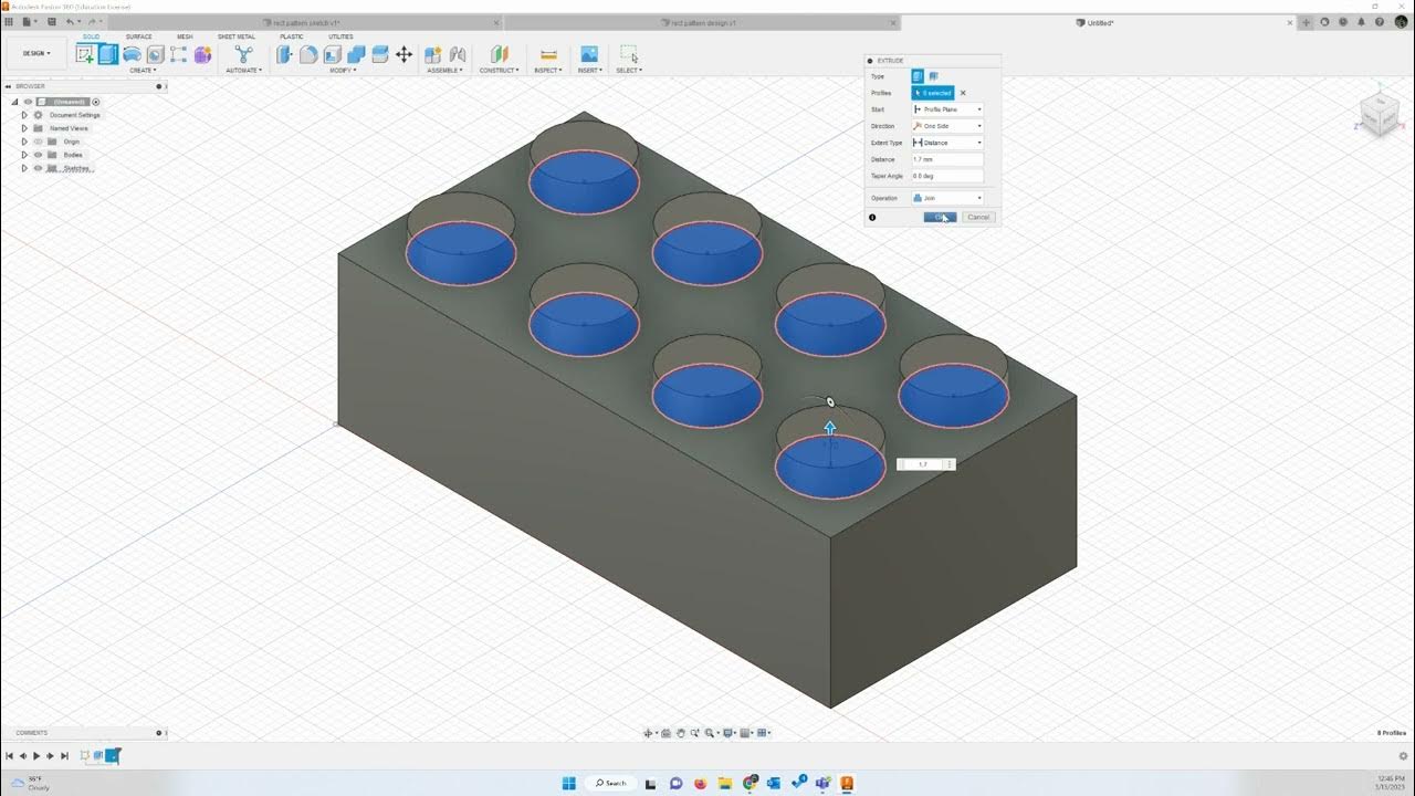 Fusion 360 Rectangular Patterns Sketching And Design Environments Youtube