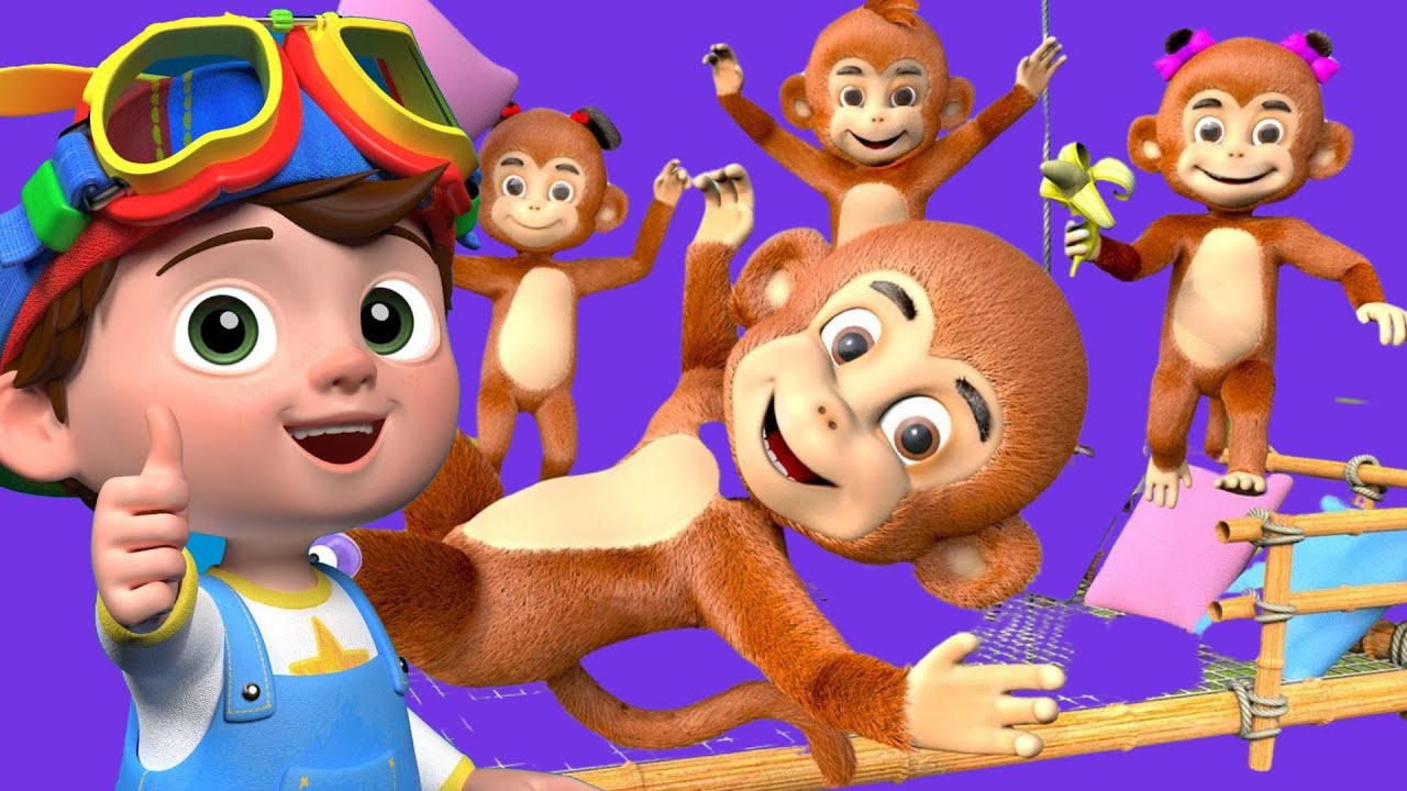 Five Little Monkeys Jumping on the Bed | Animal Songs | ( Part 3) - YouTube