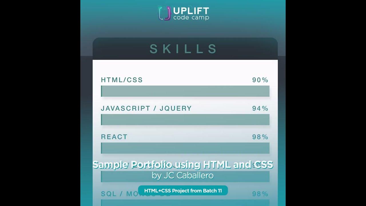 Sample Portfolio using HTML and CSS from JC of Batch 11 | Uplift Code Camp - YouTube