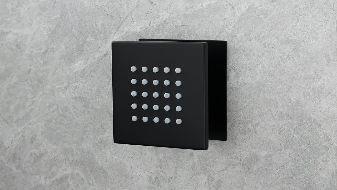 Tecmolog Brass Black Shower Body Spray Jets Wall Mount Flow Square ...