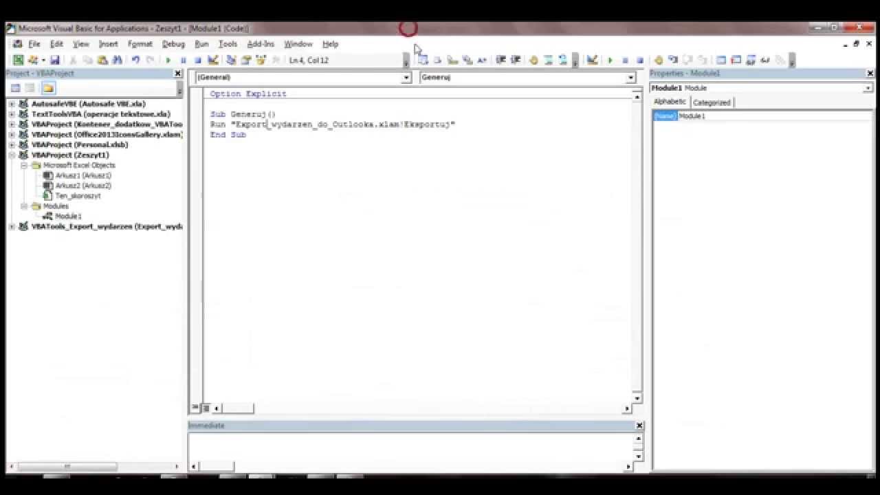 VBATools pl Eksport wydarzeń do Outlooka Run - YouTube