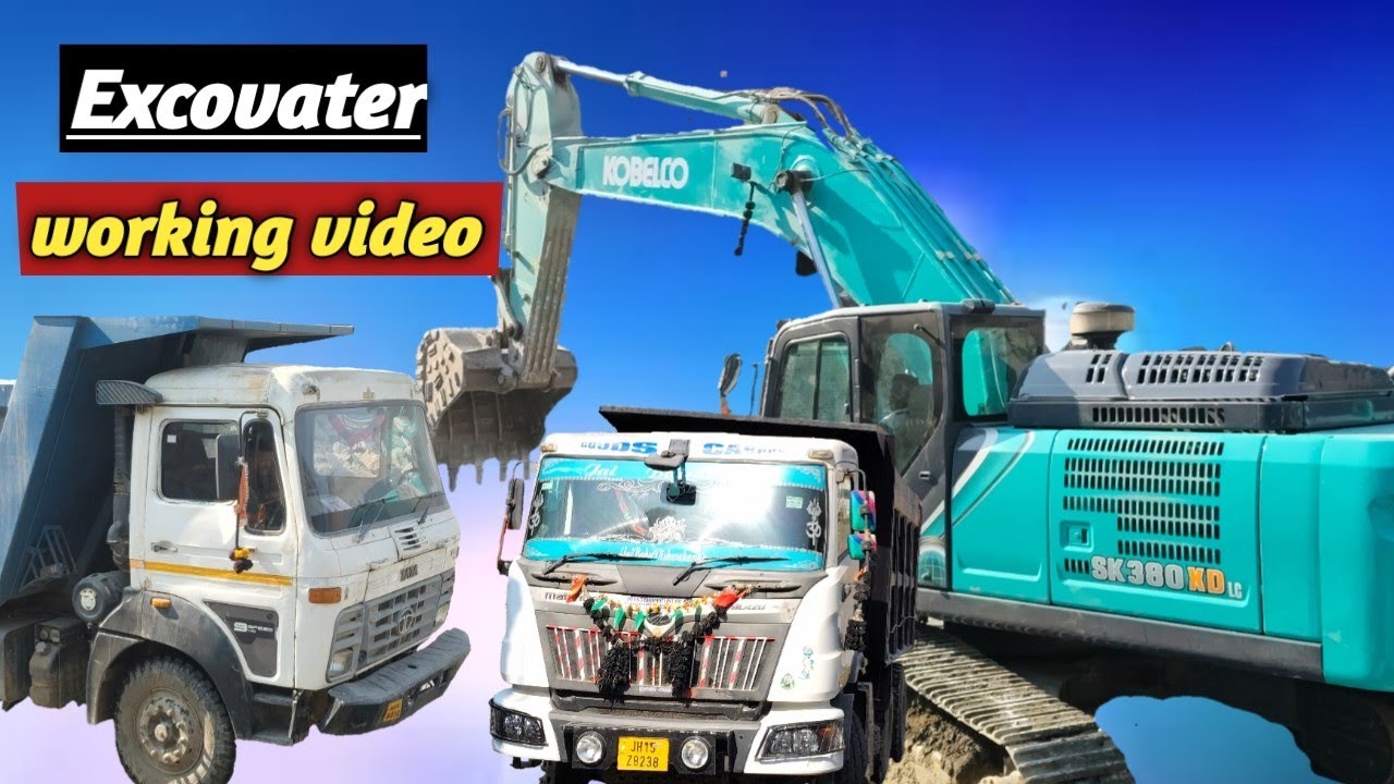 How is the boulder loading in the Tata tipper with 220 Poklen - YouTube
