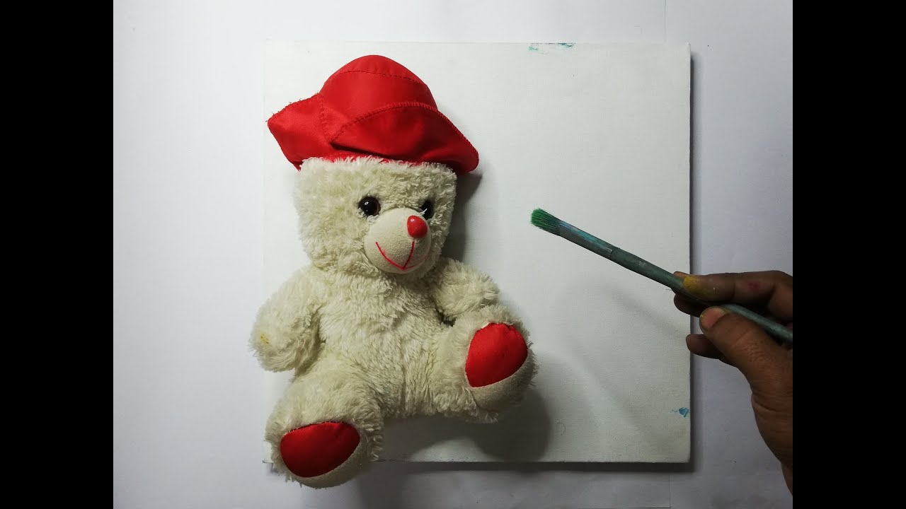 How to Draw Live Teddy Bear # Easy time-lapse # Oil painting - YouTube