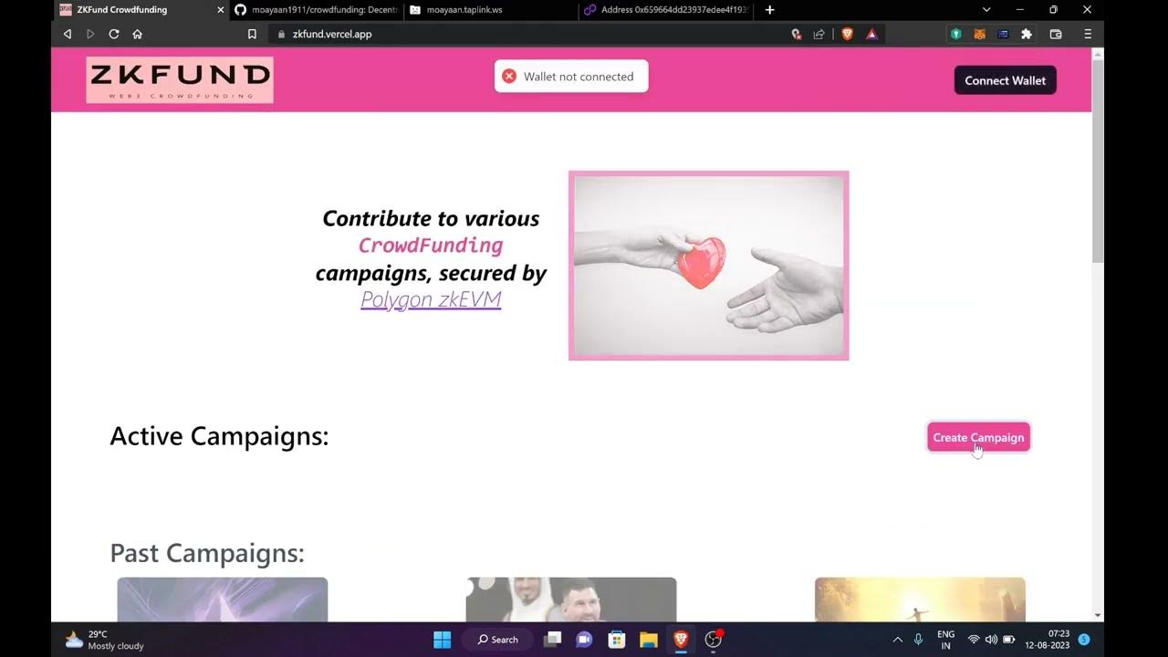 WEB3 Crowdfunding dApp | Thirdweb React Tailwind Hardhat Solidity Vite Hardhat Vercel Polygon ...