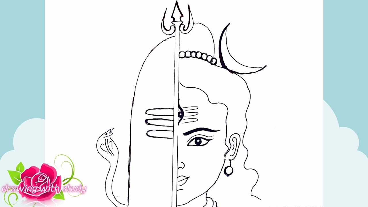 How to draw shiva ling and half shiv face / Easy shiv ji drawing ...