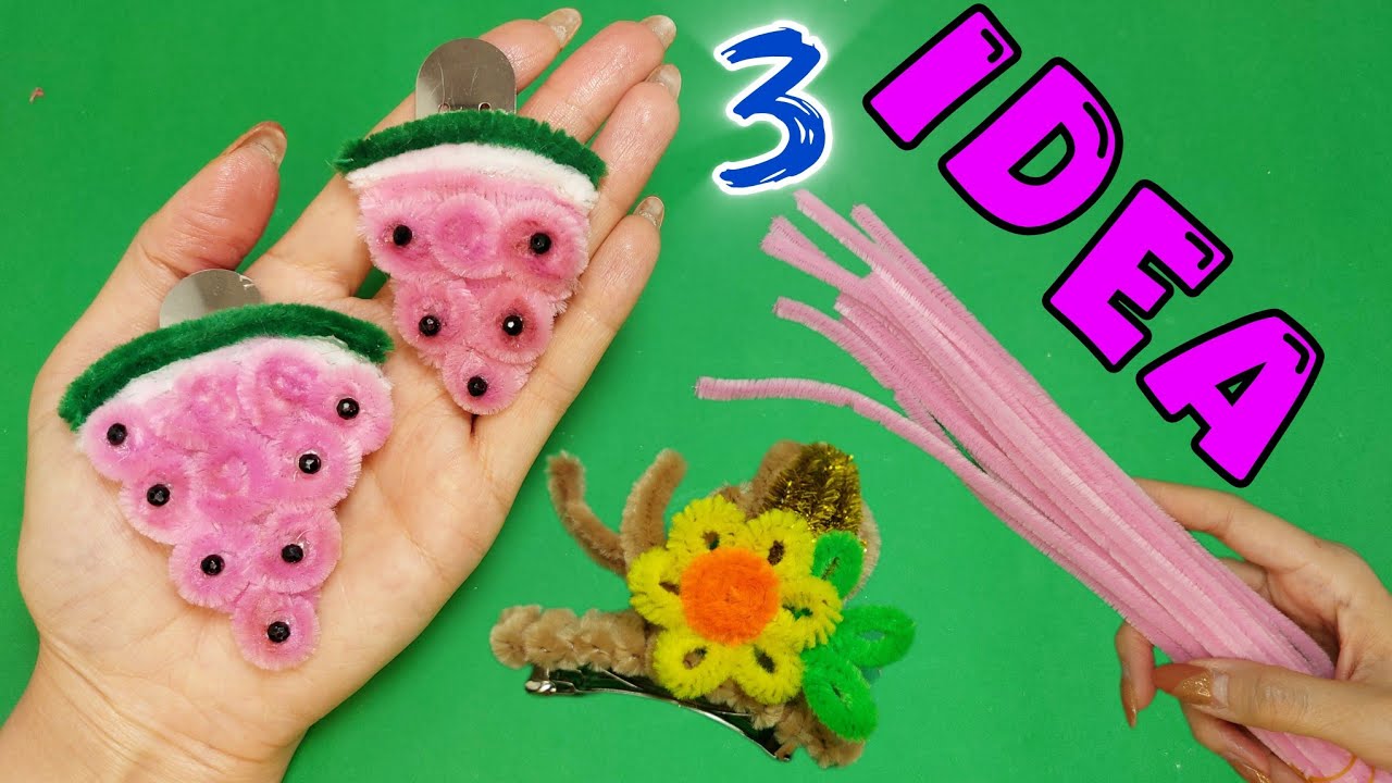3 ideas with a pipe cleaner🍉pipe cleaner🌻pipe cleaner accessory - YouTube