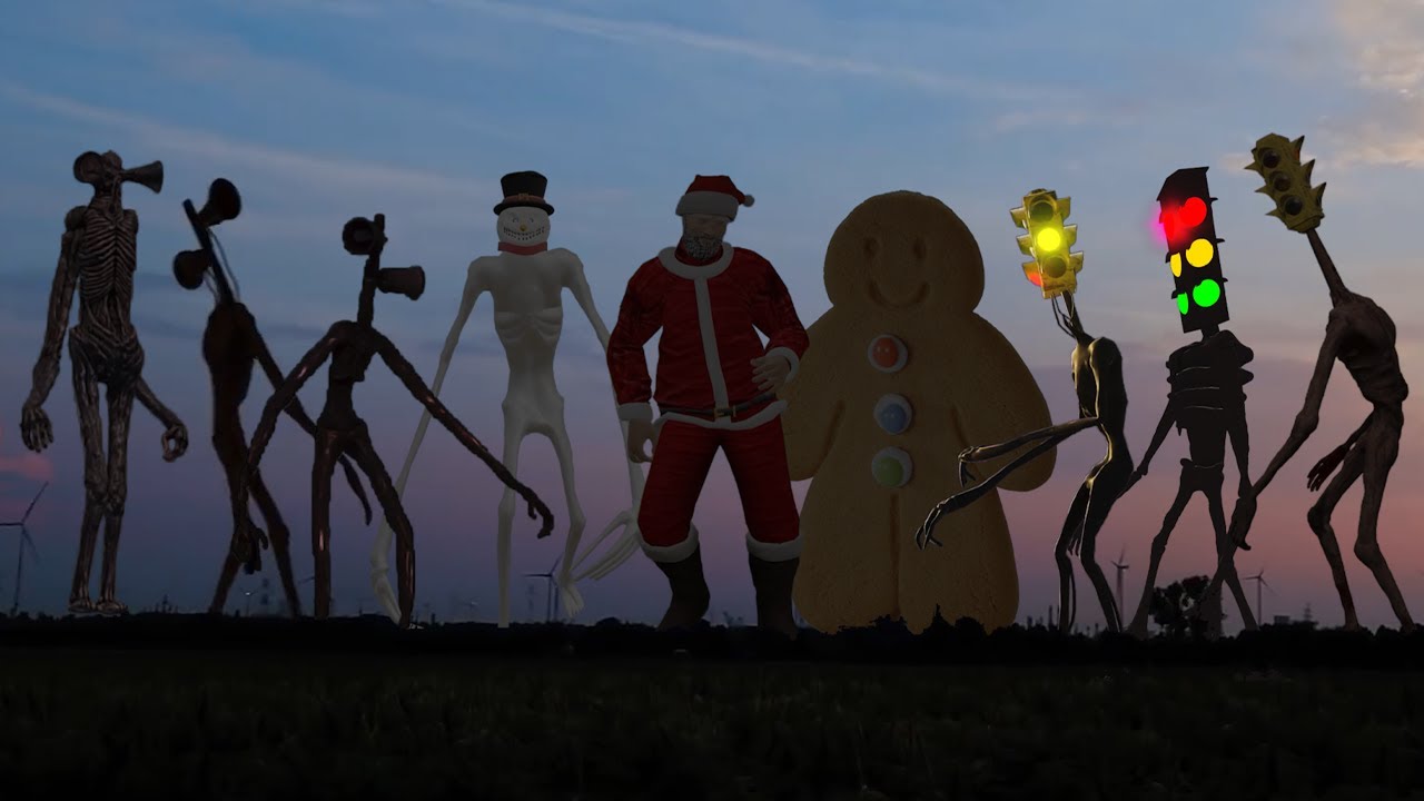 TEAM Siren Head VS TEAM Traffic Light Head VS TEAM Santa, Gingerbread ...