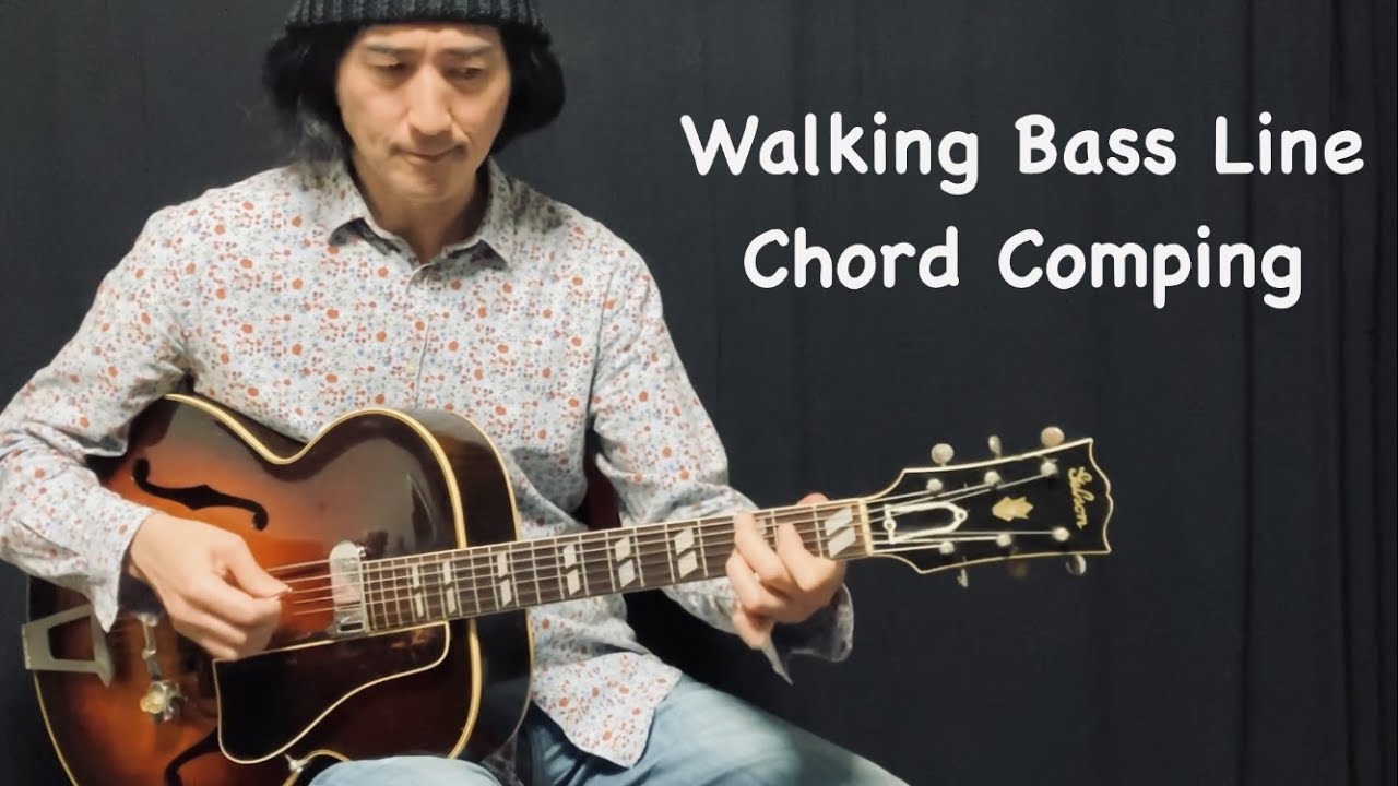 Blues Guitar / Jazz Blues Walking Bass Line / Chord Comping - YouTube