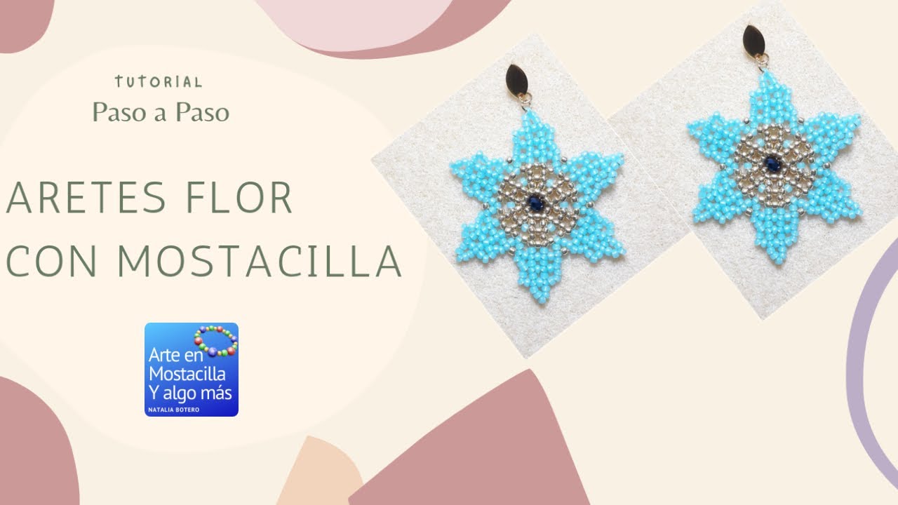 ARETES FLOR EN MOSTACILLA/ FLOR BÁSICA CON MOSTACILLA/ FLOR HUICHOL ...