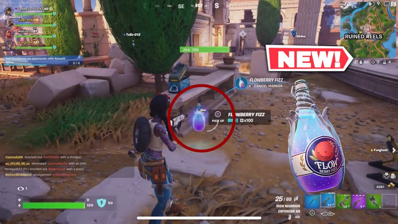 Look and testing the *Brand New* Flowberry fizz item - Fortnite - YouTube