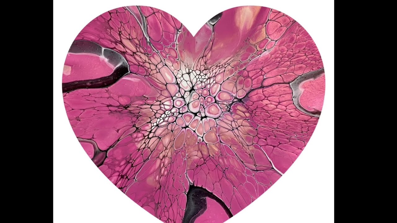 ( 1444) Shelee Art Bloom Technique, Pink, Acrylic Paint Pouring, Fluid ...
