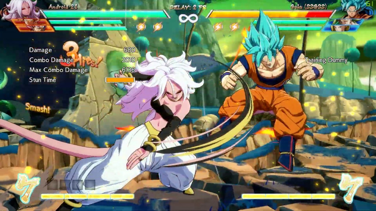 DBFZ Android 21 double beam extension - YouTube