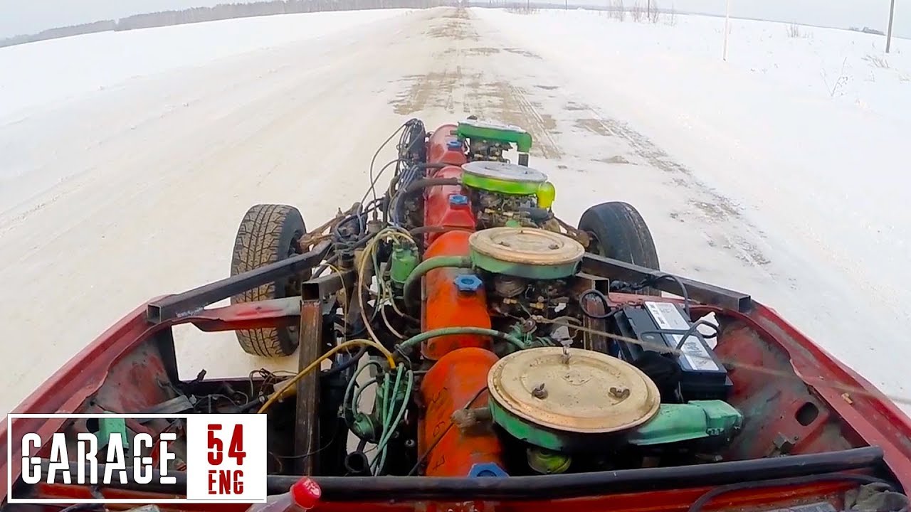Quad-engine Lada - 5.6 liters and 16 cylinders - YouTube