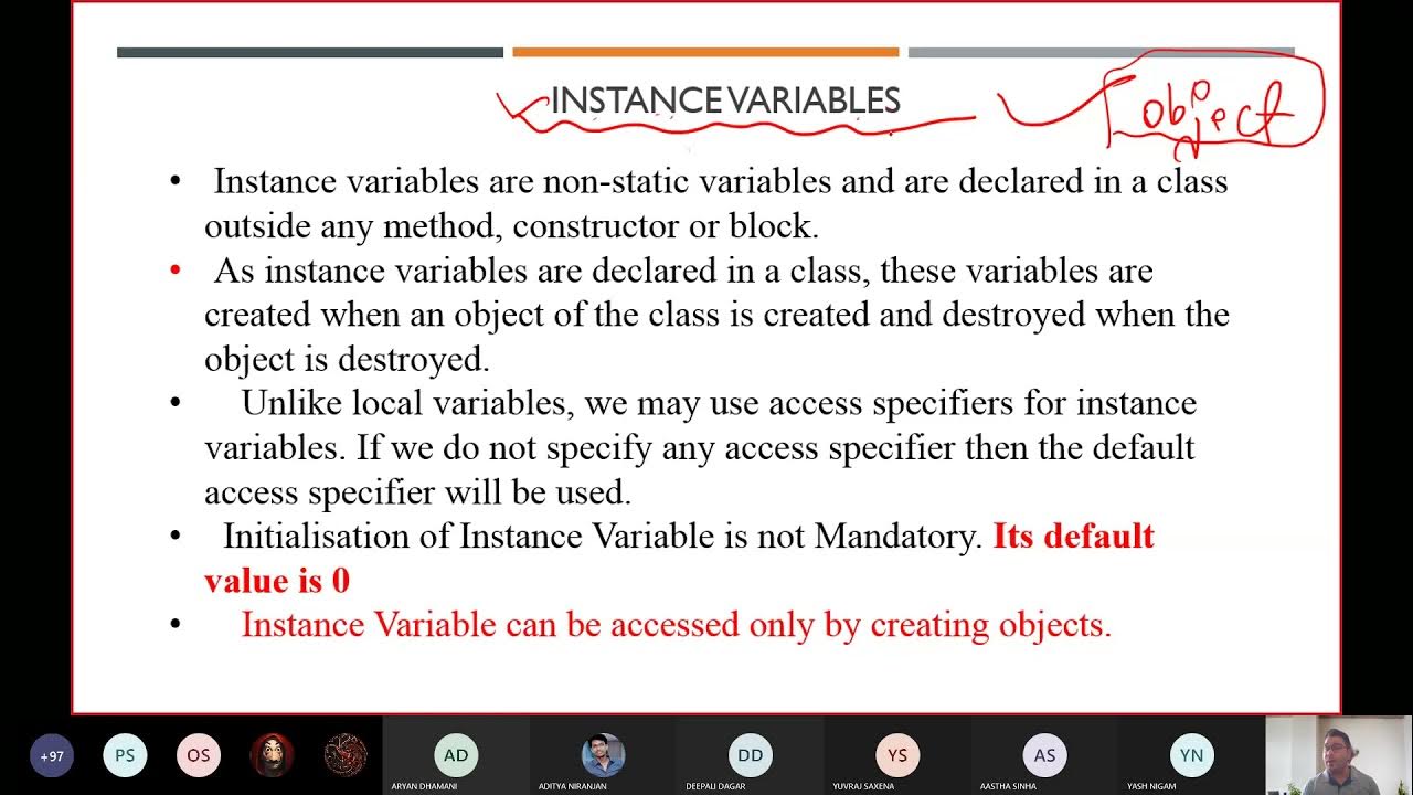 OBJECT ORIENTED PROGRAMMING USING JAVA - VARIABLES(LOCAL, STATIC, INSTANCE), METHODS - YouTube