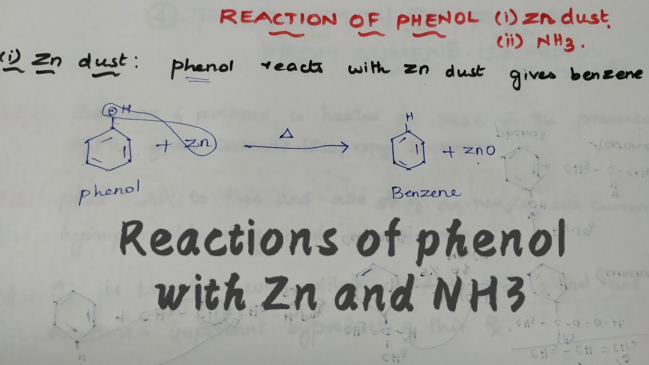 Reactions of phenol with zinc and Ammonia in easy way |class12|#neet|# ...