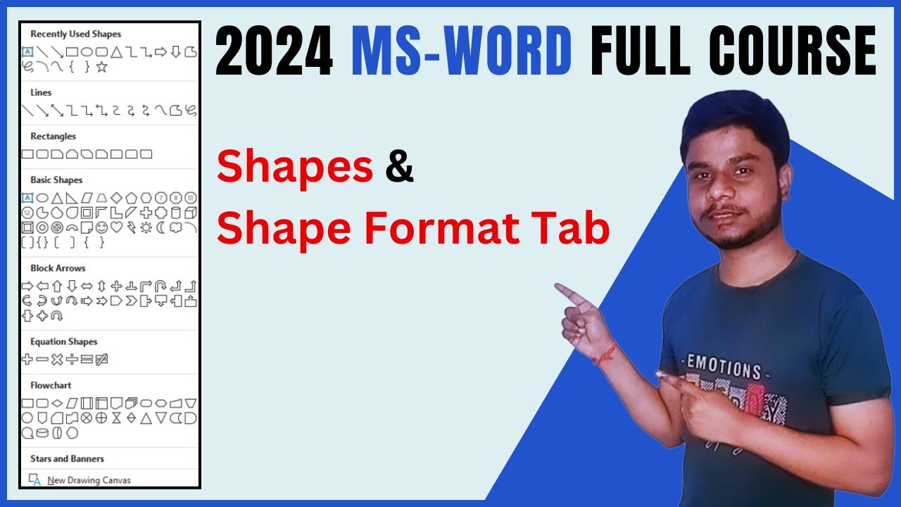 Shapes & Shape Format Tab In MS Word | MS Word full course in Hindi ...