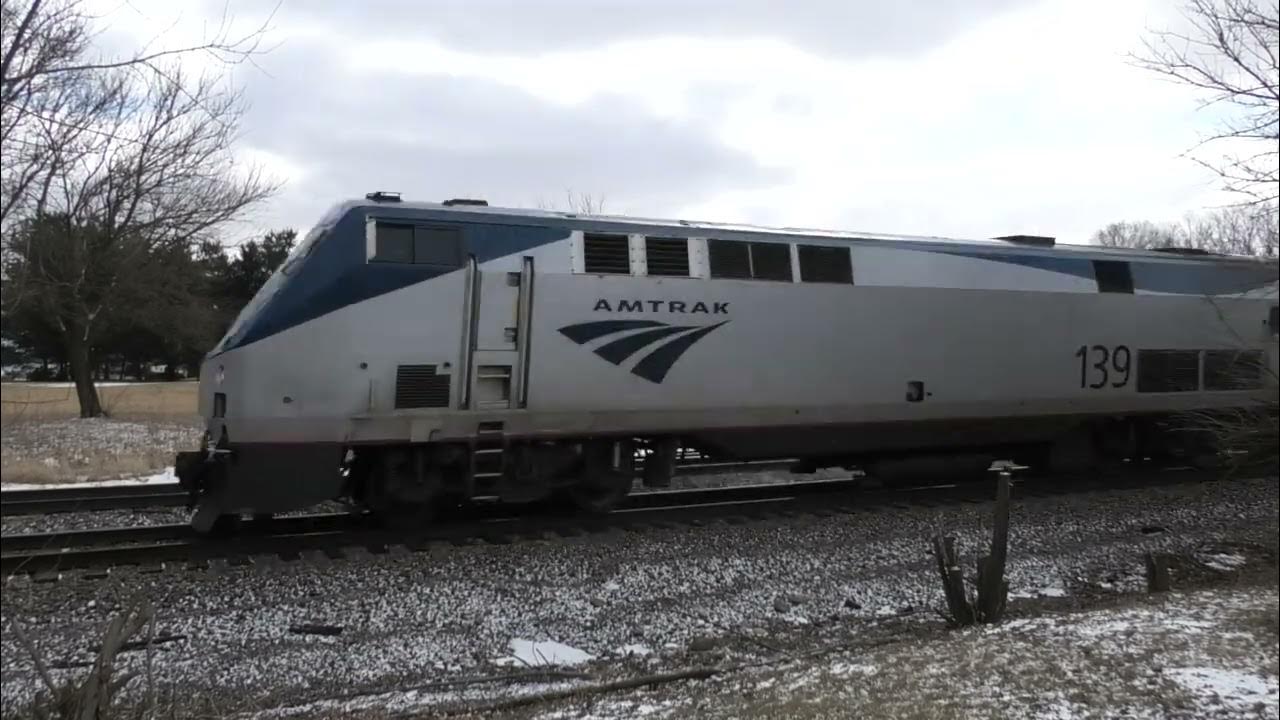 Amtrak 139 East in Wyanet, IL 2/13/22 - YouTube