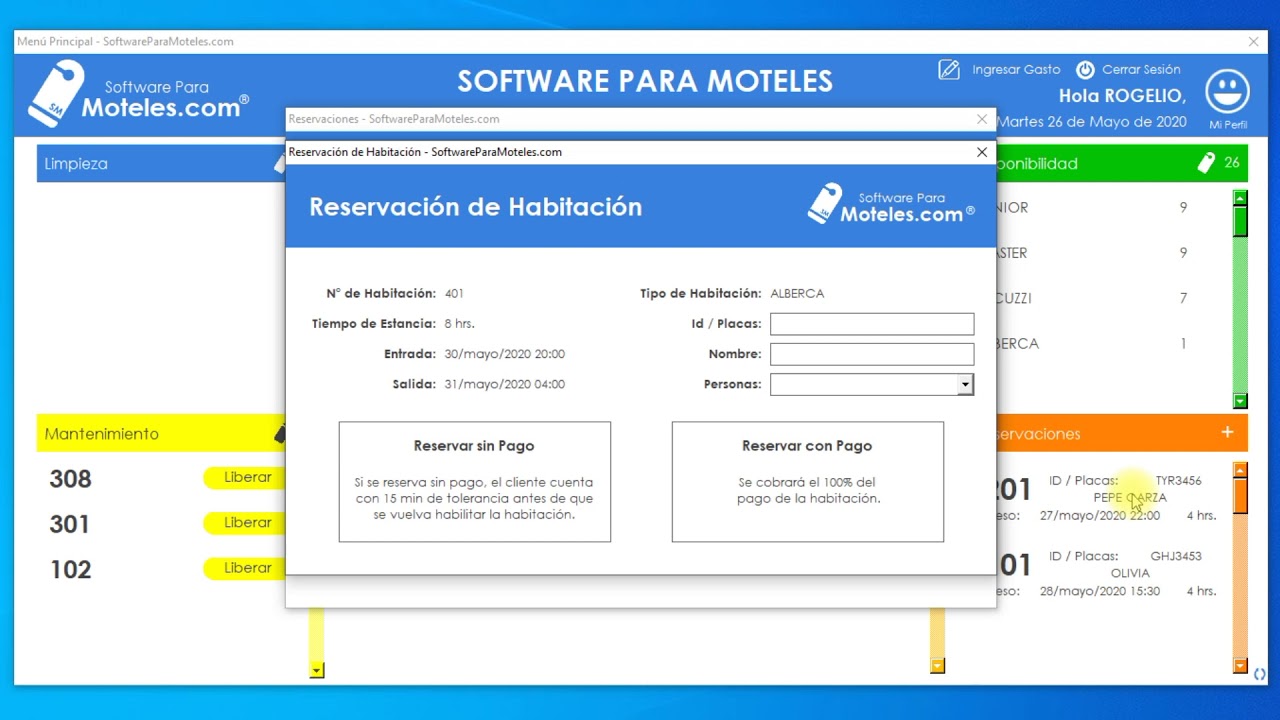 Software Para Moteles.com - ¿Cómo realizar una Reservación? - Usuario - YouTube