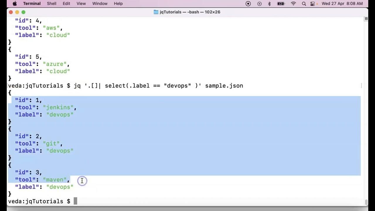Jq Command Tutorials | Video-22 | select Function | By NarendraP - YouTube